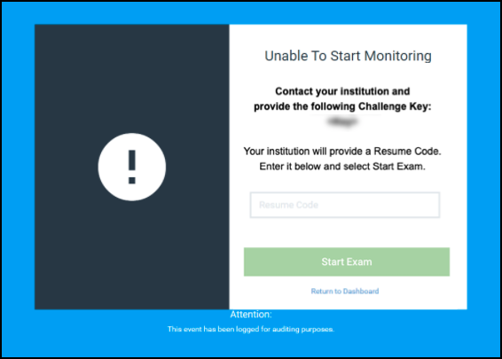 Examplify: Challenge Key (Continuation Code) Messages and Resume Codes ...