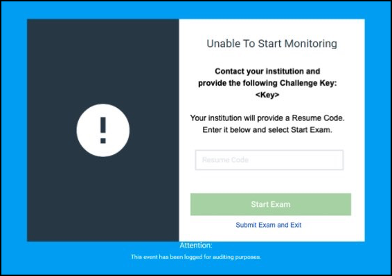 Examplify: Challenge Key (Continuation Code) Messages and Resume Codes ...
