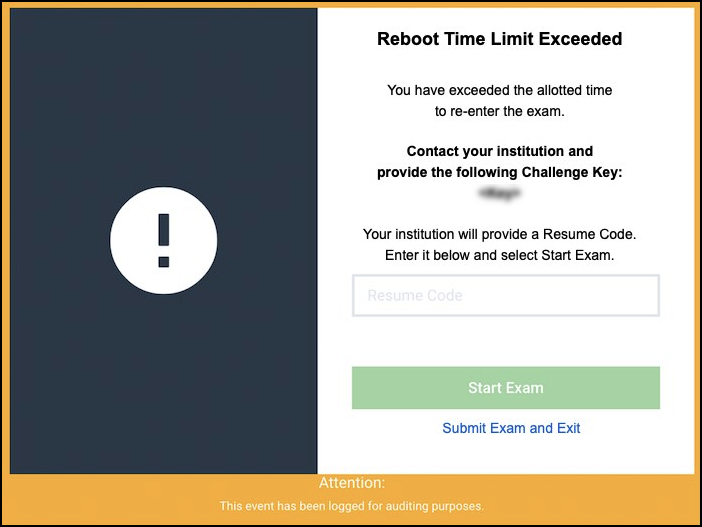 Examplify: Challenge Key (Continuation Code) Messages and Resume Codes ...