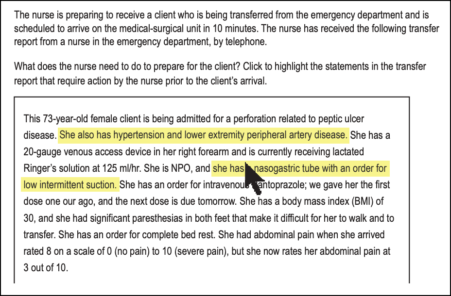 Create NCLEX (NGN) Enhanced Hot Spot (Highlighting) Items – ExamSoft