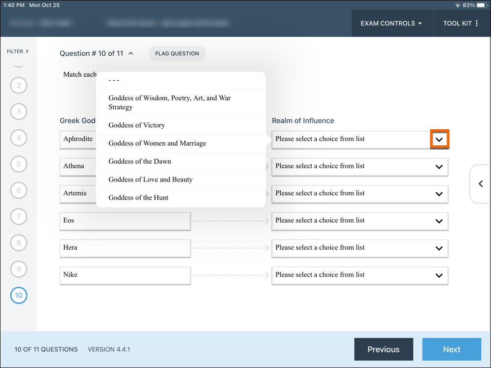Examplify: Answer a Matching Question – ExamSoft