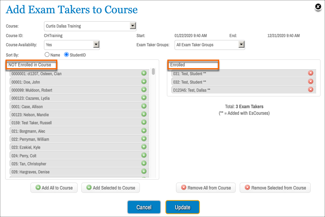 Legacy Portal: Course Management – ExamSoft