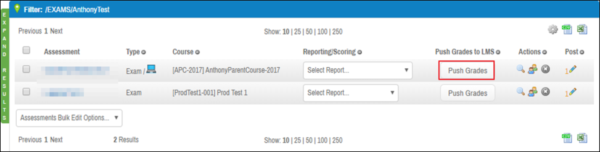 Legacy Portal: Push Grades to Blackboard – ExamSoft