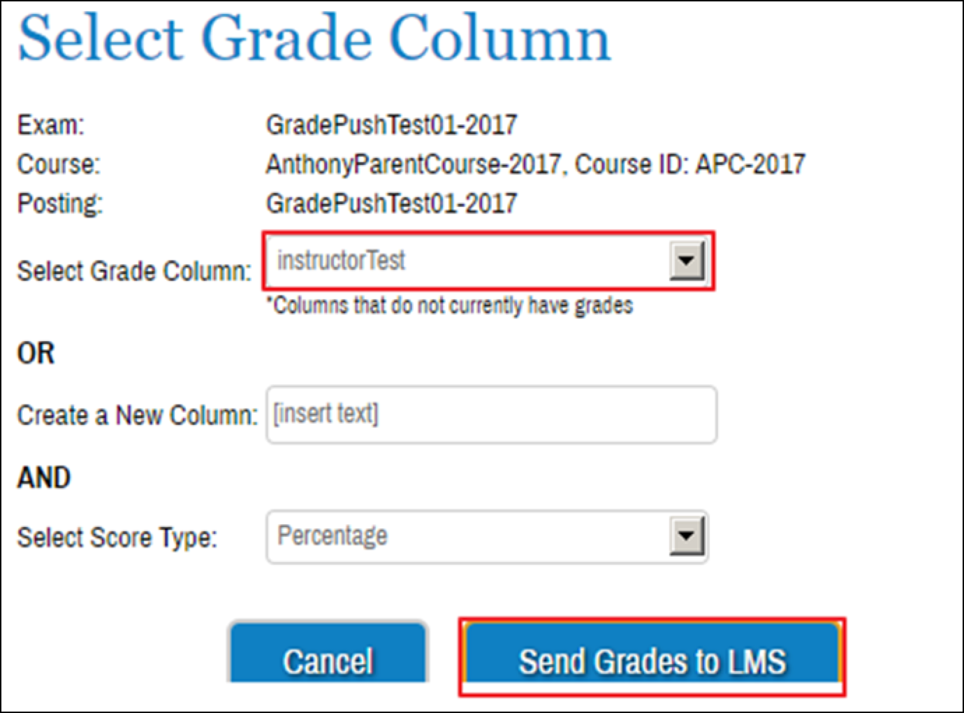 Legacy Portal: Push Grades to Blackboard – ExamSoft