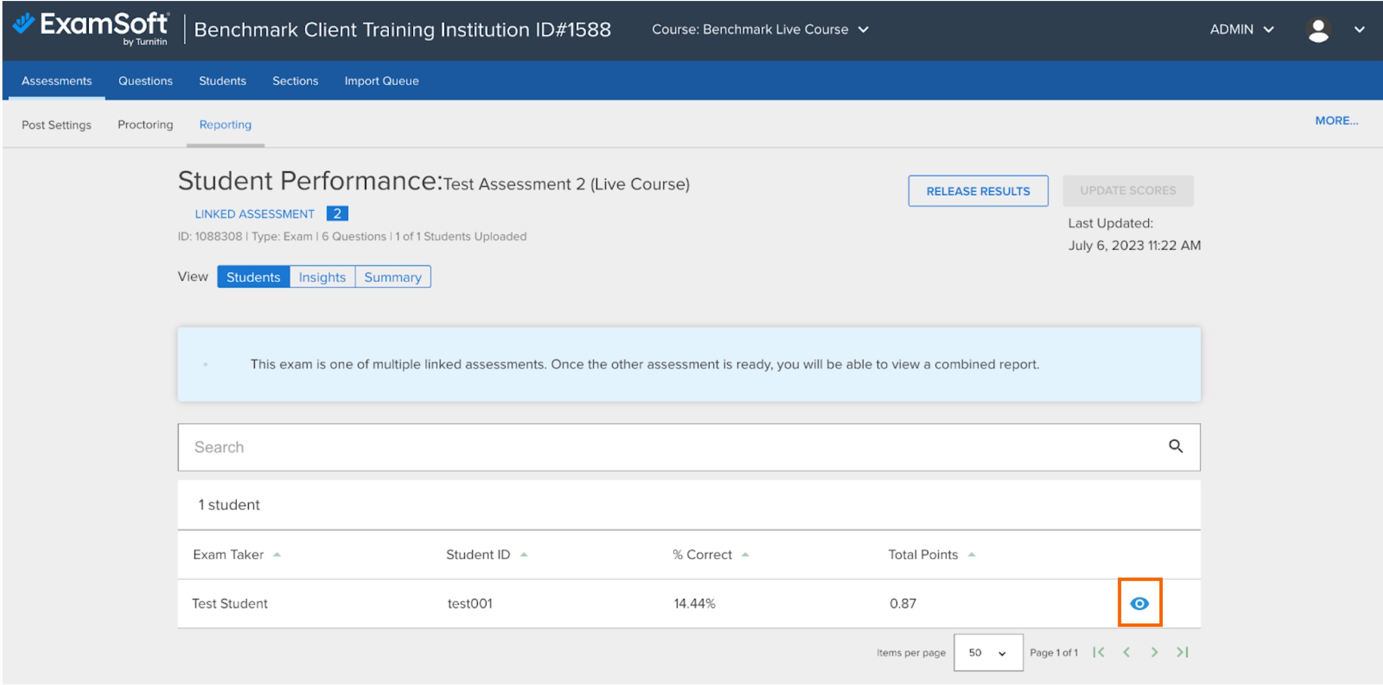 CJE Benchmark Exams: View Reports and Release Results – ExamSoft