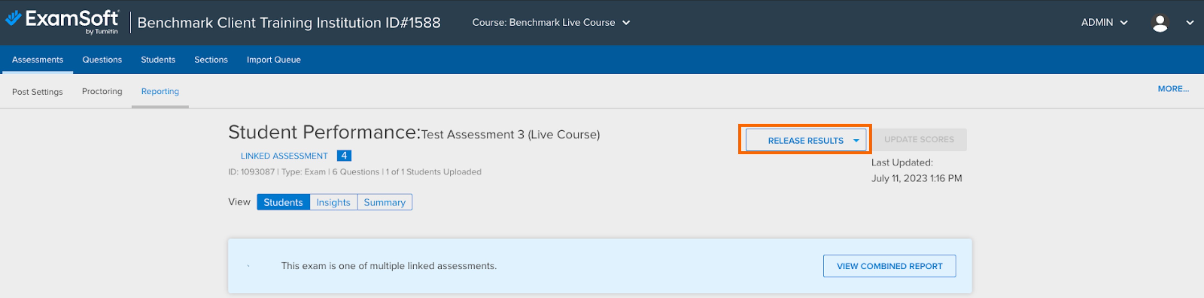 CJE Benchmark Exams: View Reports and Release Results – ExamSoft