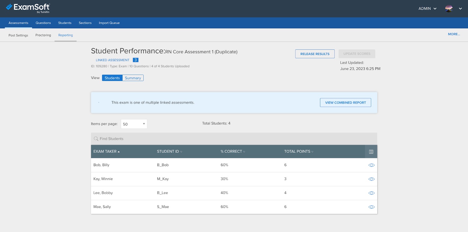 Pre-APPE Readiness Assessment: View Reports and Release Results – ExamSoft