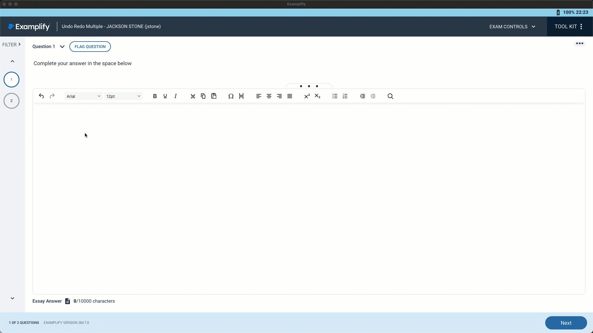 Examplify: Answer an Essay Question – ExamSoft